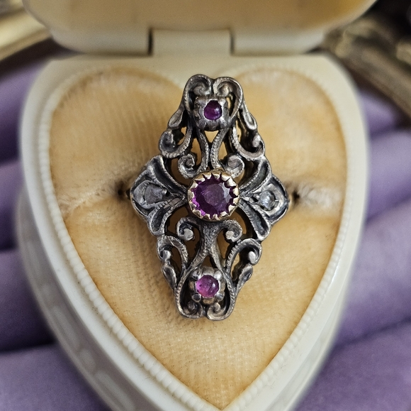 Stampd | Jewelry | Antique 4k Ruby Diamond Ring Size 5 34 Resizeable By ...